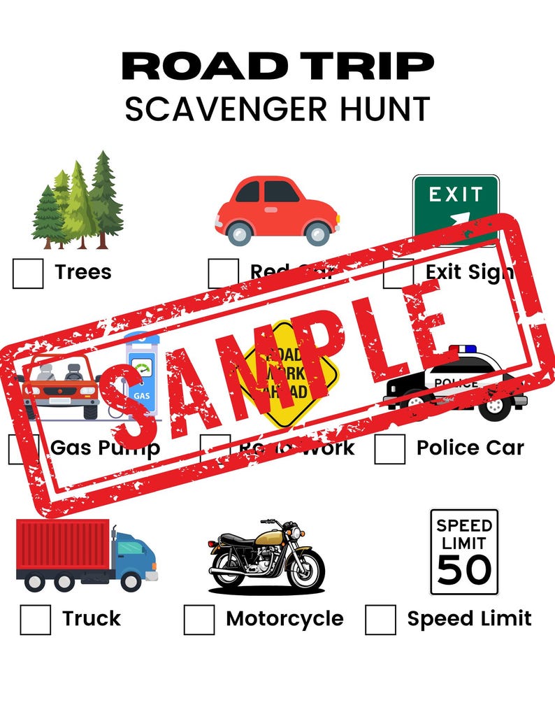 Kids Road Trip Scavenger Hunt: Car Ride Activity (printable Digital ...