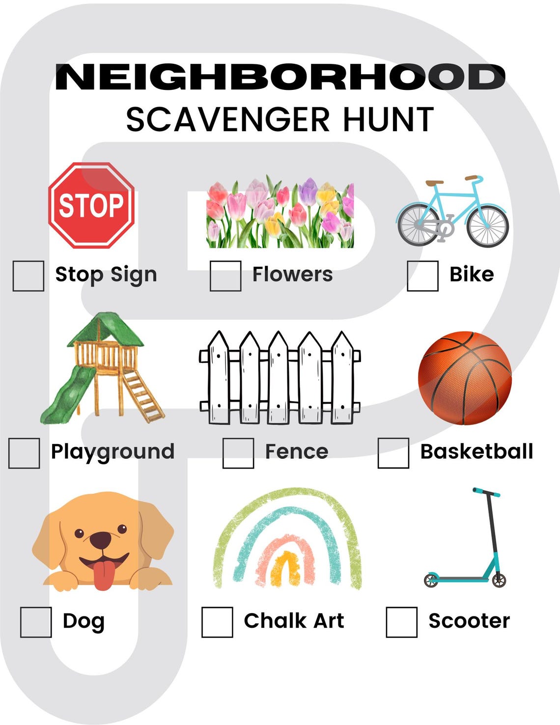 Neighborhood Scavenger Hunt for Kids & Toddlers | Printable Outdoor ...