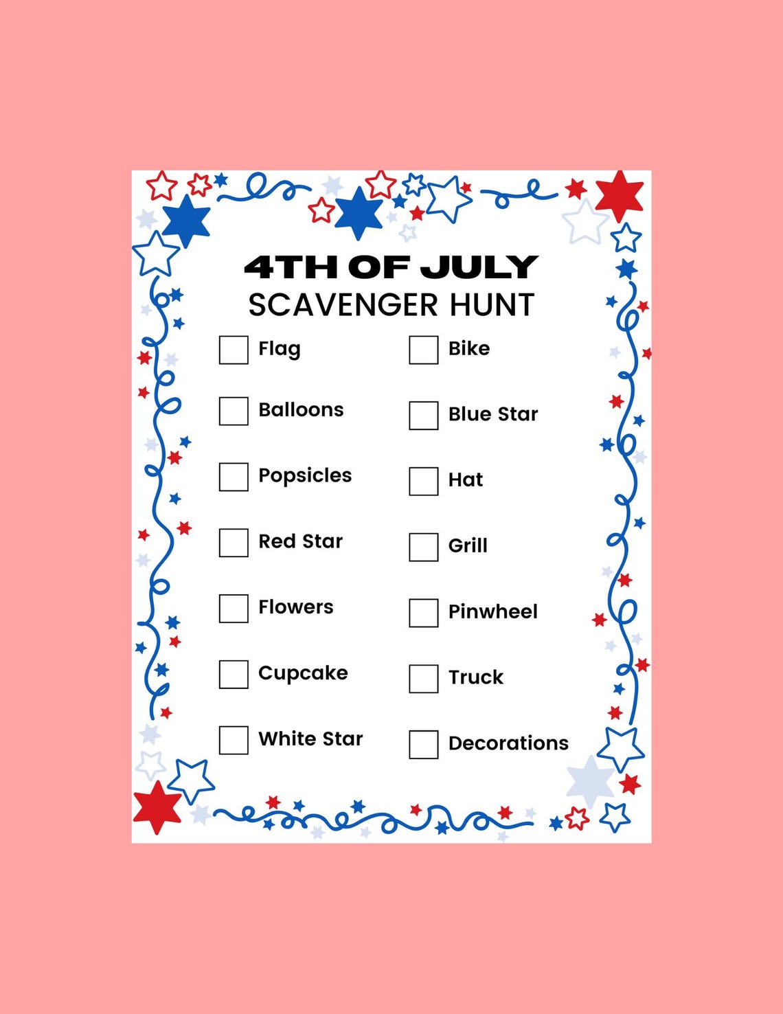 4th of July Scavenger Hunt for Kids & Toddlers! - Etsy