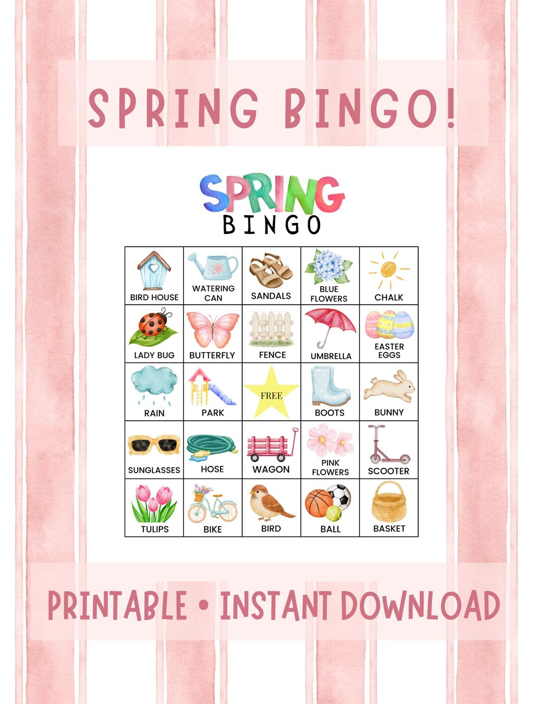 Spring Bingo Printable | 1 Bingo Board | Easter Activity for Kids ...