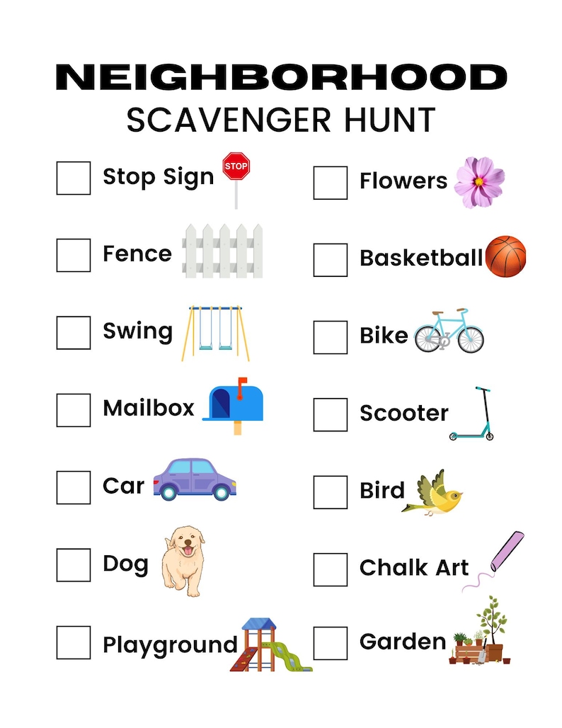 Neighborhood Scavenger Hunt for Kids & Toddlers! - Etsy