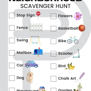 Neighborhood Scavenger Hunt for Kids & Toddlers | Printable Outdoor ...