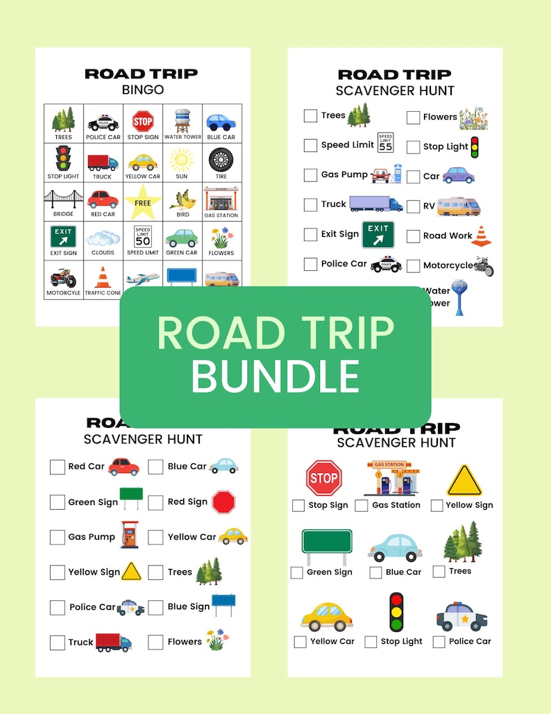 Road Trip & Car Ride Scavenger Hunt Bundle for Kids + Toddlers ...