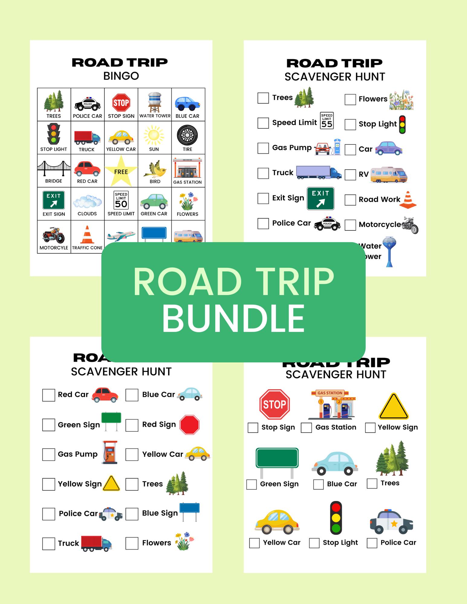 Kids Road Trip Scavenger Hunt Bundle: 4 Printable Car Games (digital ...