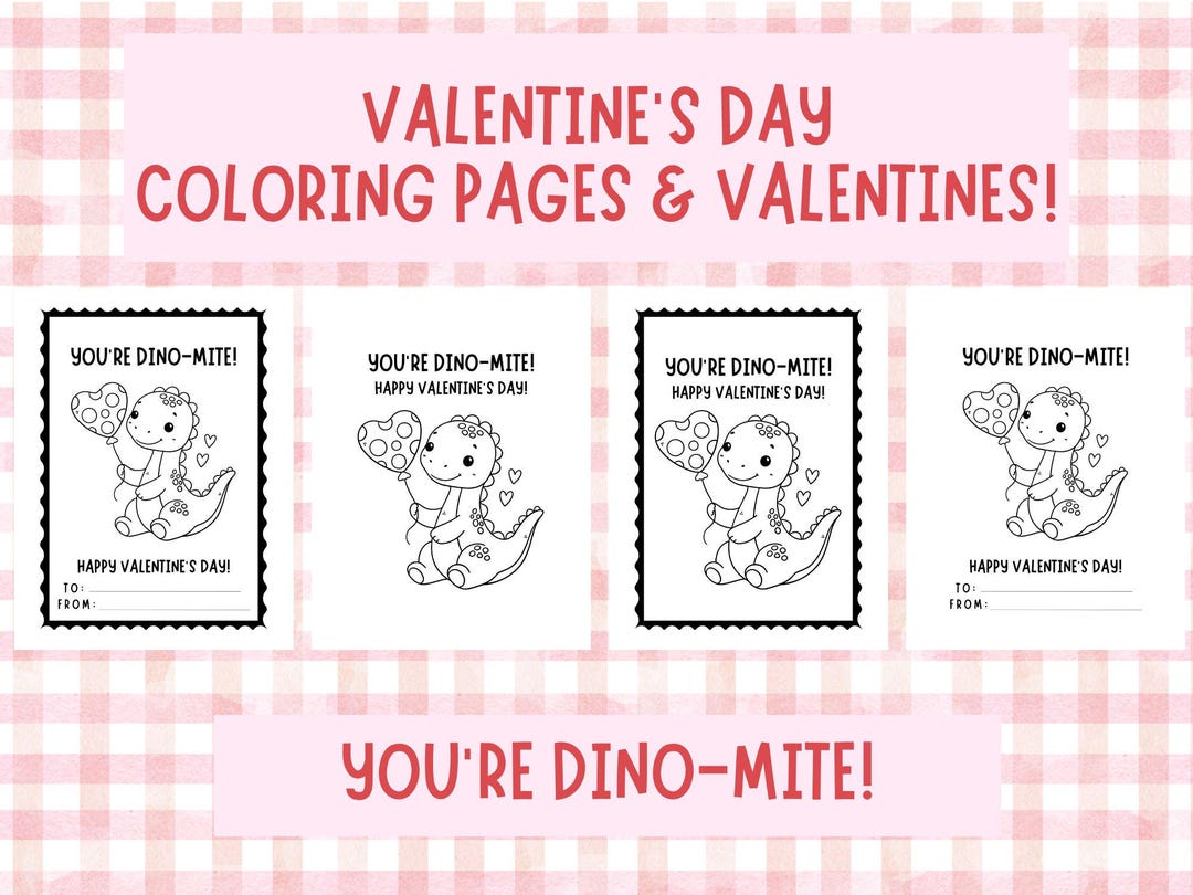 Dinosaur Valentine Coloring Pages & Cards | Kids Printable Valentines ...