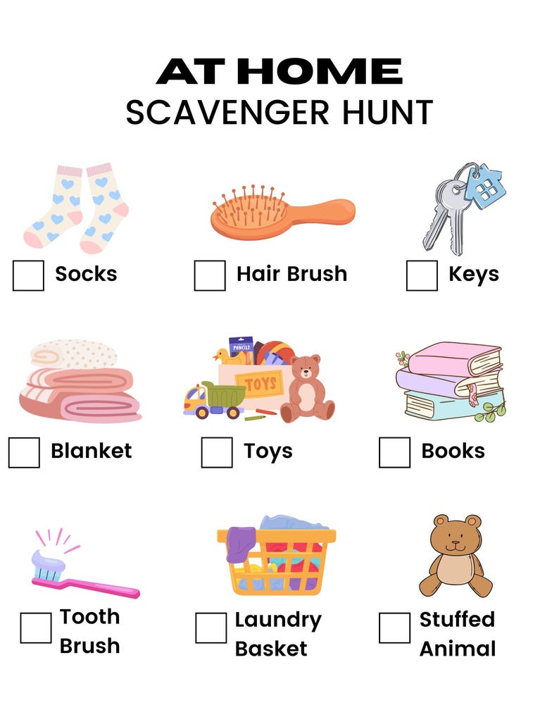 At-home Scavenger Hunt | Printable Indoor Game for Kids | Toddler ...