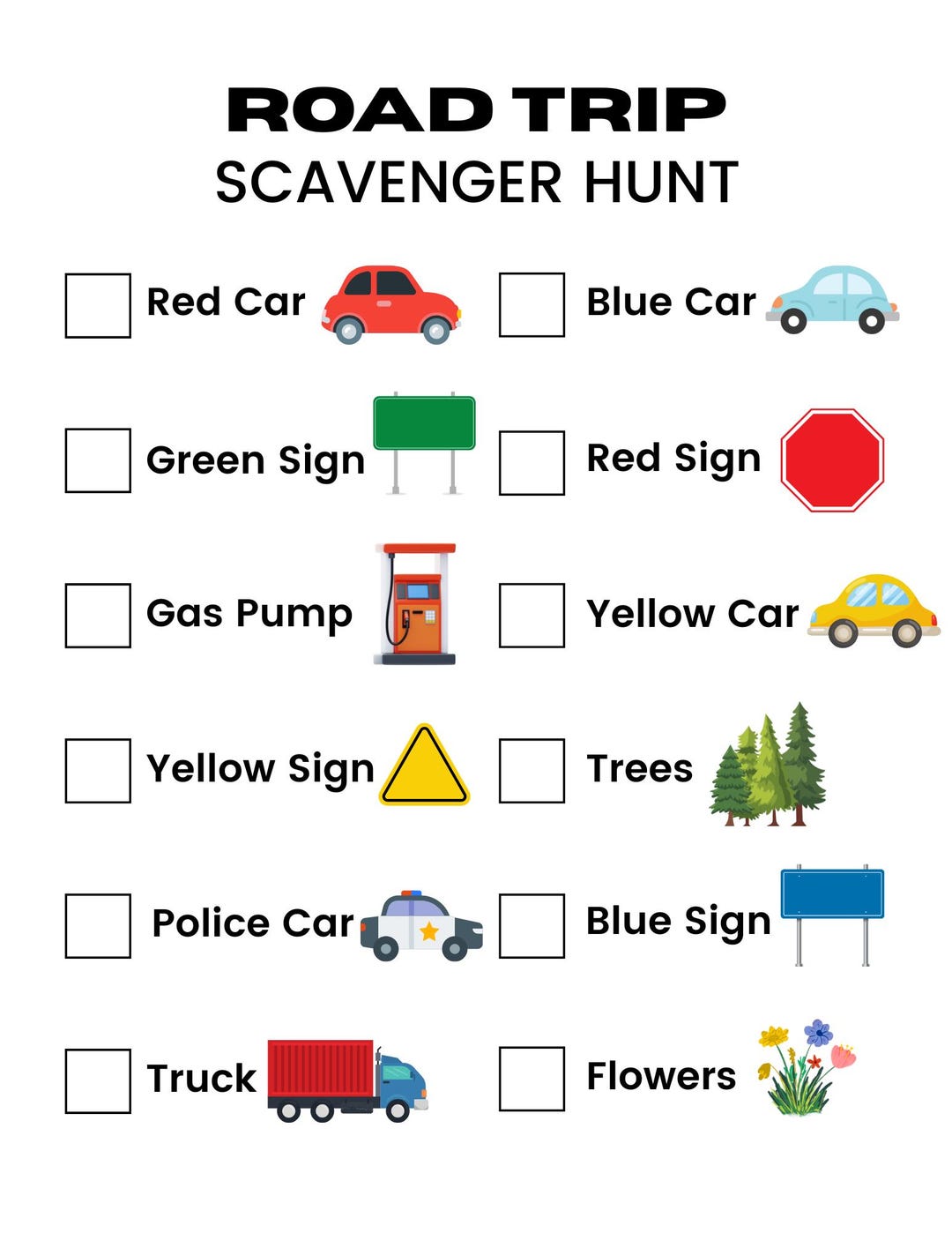 Car Ride/road Trip Scavenger Hunt for Kids & Toddlers! - Etsy