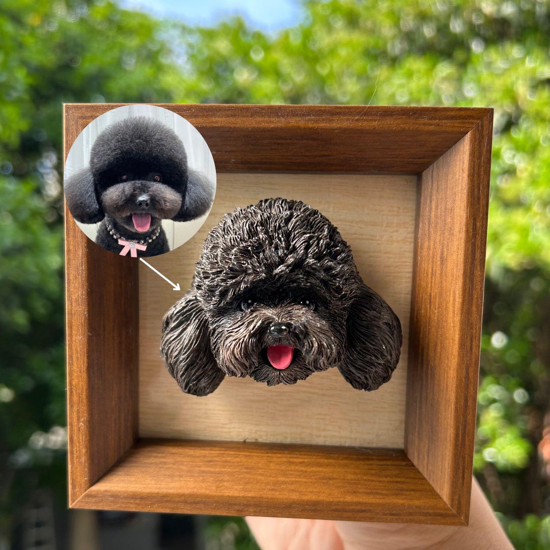 Custom Poodle 3D Portrait Magnet, Car Diffuser and Keepsake in Frame ...