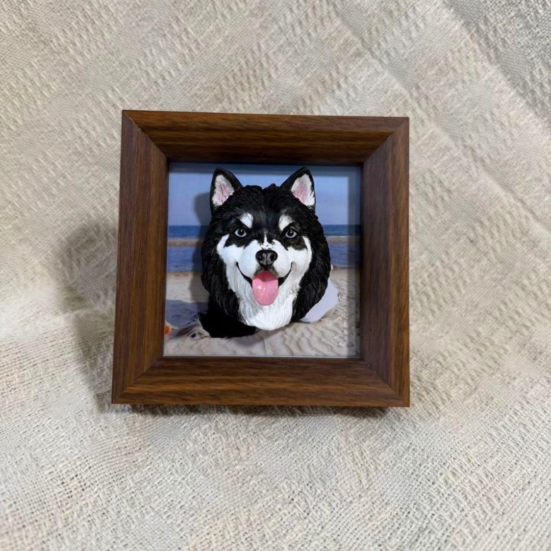 Custom 3D Plaster Pet Portrait Magnet: Hand-painted Memorial Keepsake ...