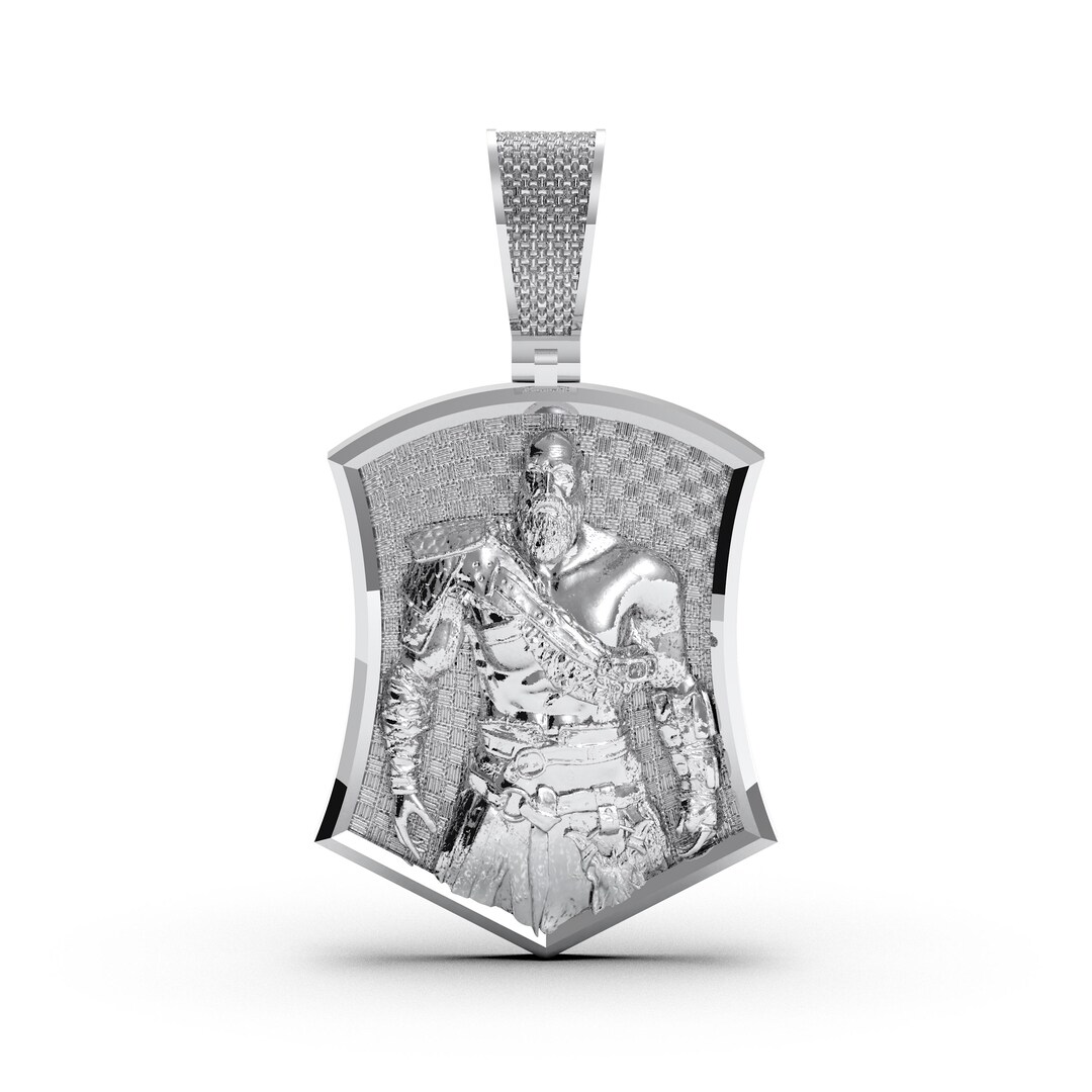 Sterling Silver Kratos Pendant: Iced Out God of War Necklace - Etsy