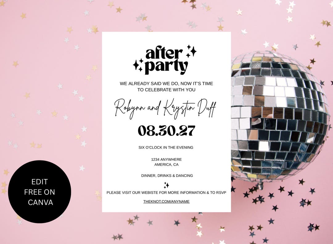 After Party Invitation, Retro, Printable Invite, Instant Download ...