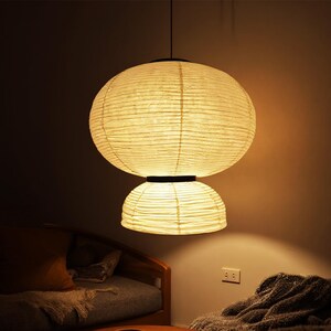 Rice Paper Lantern Pendant Light Paper Lampshade Hanging Light Dimmable ...