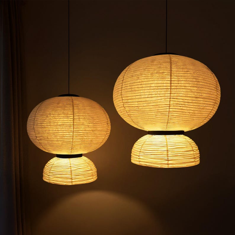 Rice Paper Lantern Pendant Light Paper Lampshade Hanging Light Dimmable ...