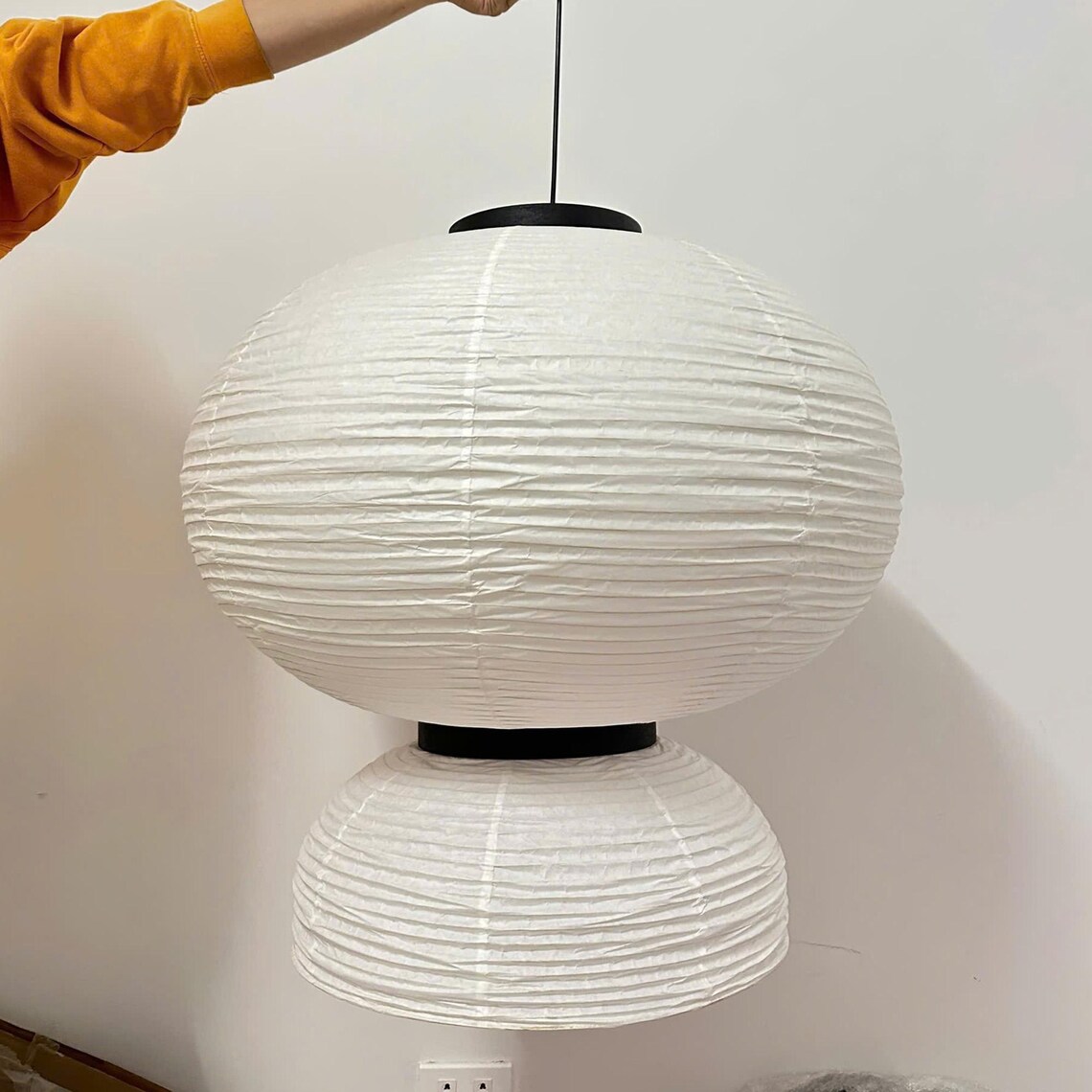Rice Paper Lantern Pendant Light Paper Lampshade Hanging Light Dimmable ...