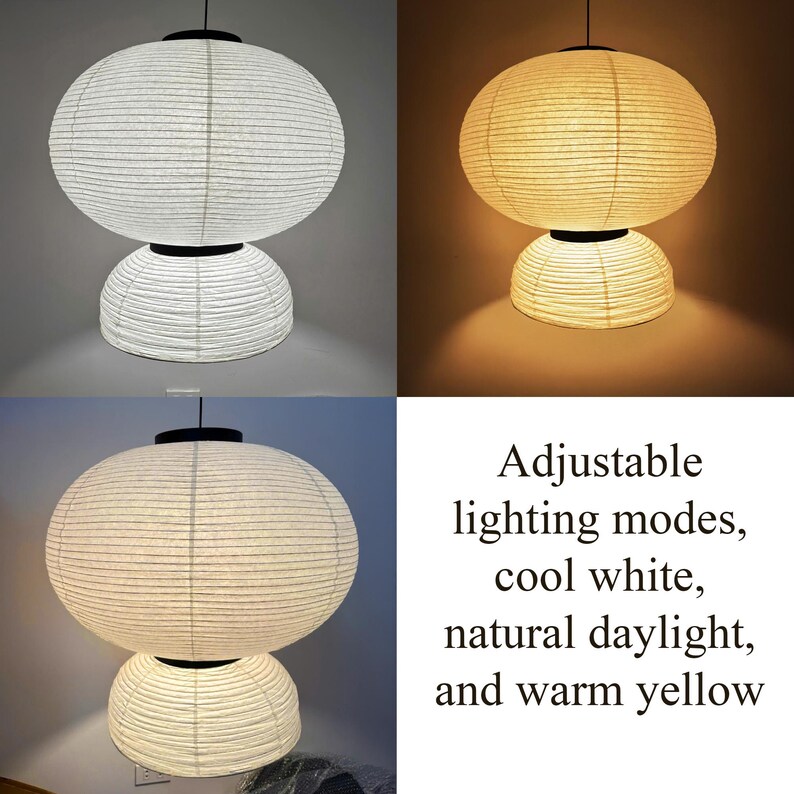Rice Paper Lantern Pendant Light Paper Lampshade Hanging Light Dimmable ...