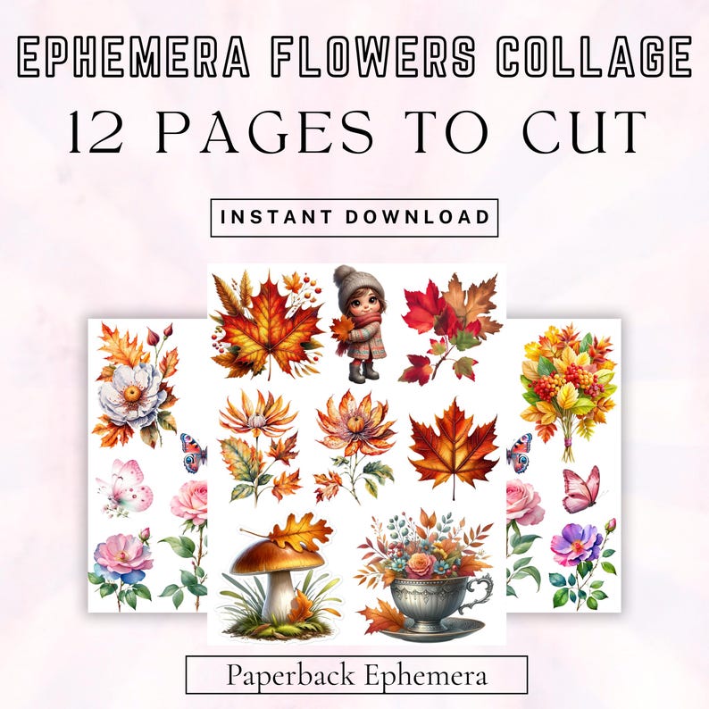 Botanical Ephemera Collage Sheets: Vintage Floral Junk Journal (PDF ...