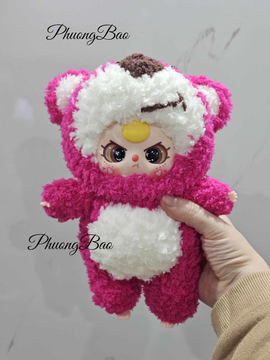 Cute Pink Bear Lotso Bear Strawberry Bb3 Babythree Amigurumi Toy Decor Teddy Bear Knitting ...