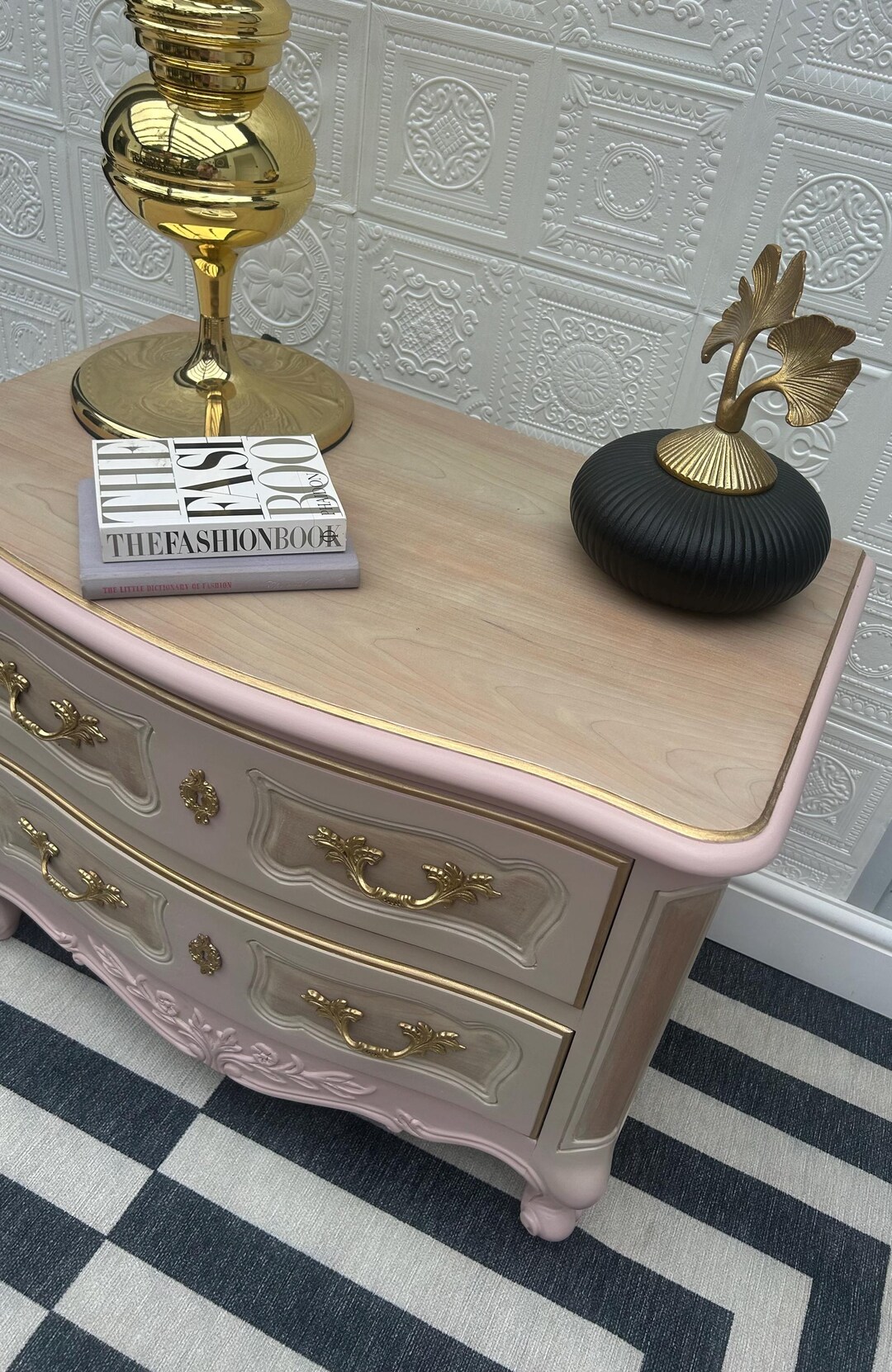 Vintage Refinished Upcycled Nightstand, French Style Dresser, Draws ...