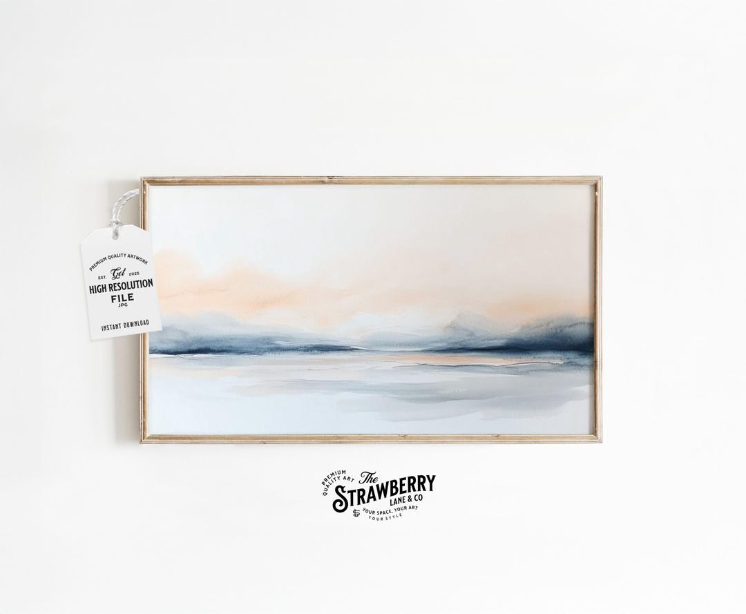 Frame Art TV Watercolour Minimalist Landscape Painting, Neutral Sunset ...
