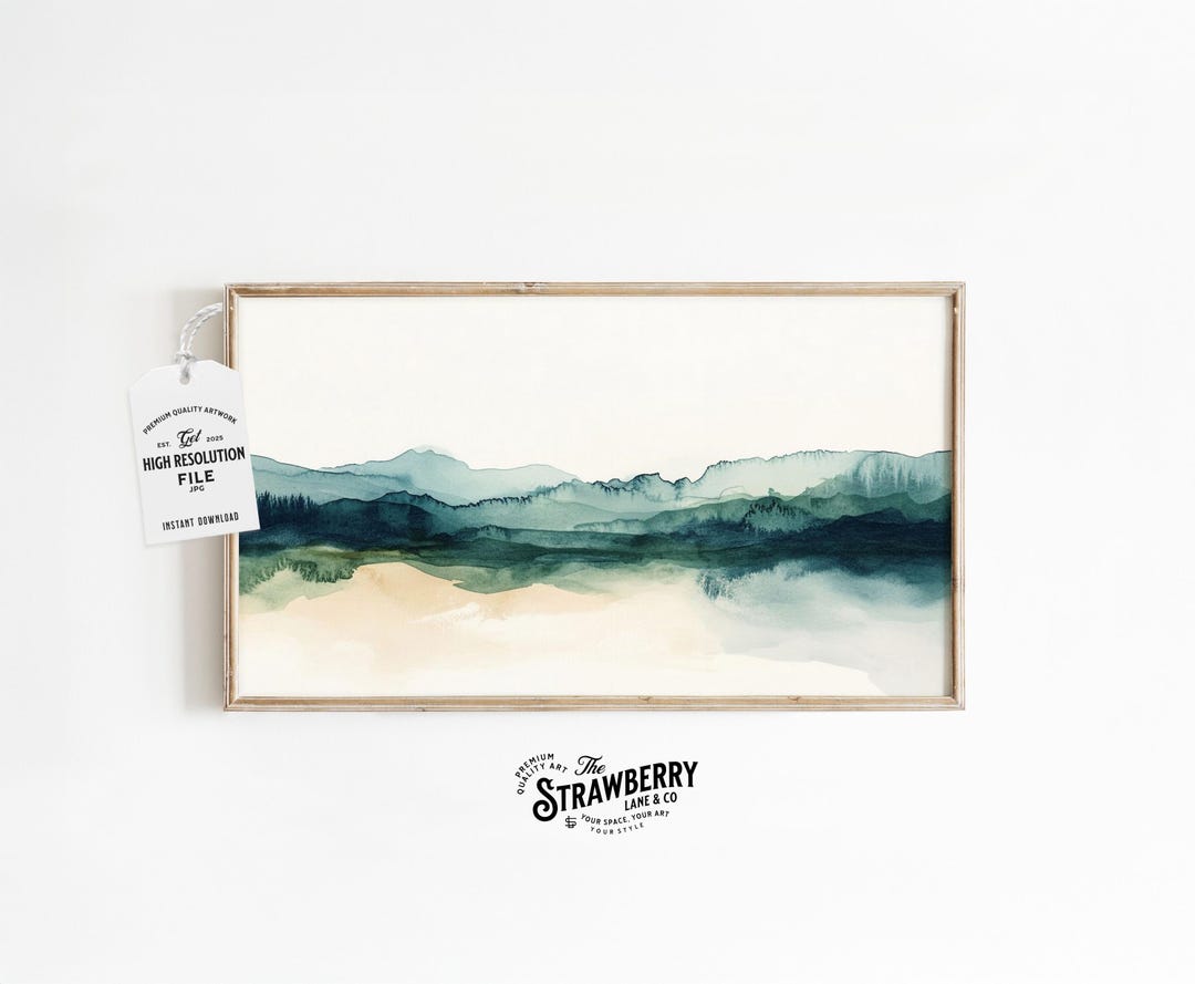 Watercolour Frame Art Tv Landscape Painting, Neutral Minimalist Scenery ...