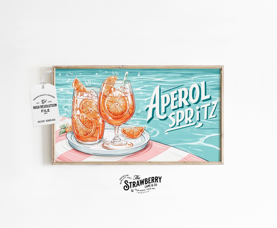 Aperol Spritz Frame TV Art, Retro Cocktail for Samsung Frame Tv, Summer ...