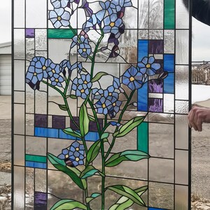 Forget-me-not Geometric Design Panel- 35.75"x 56.25"--stained Glass ...