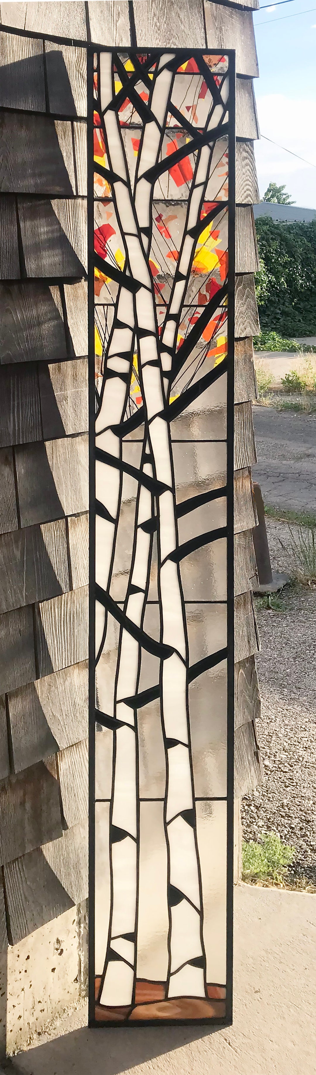 Aspen Trees With Fall Colored Leaves-- 7 3/4" X 60 5/8" - Stained Glass ...