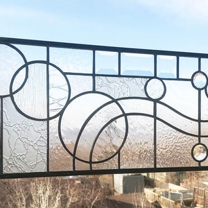 Stained Glass Panel--circle Study Geo Transom - 9.5" X 30" READY FOR ...