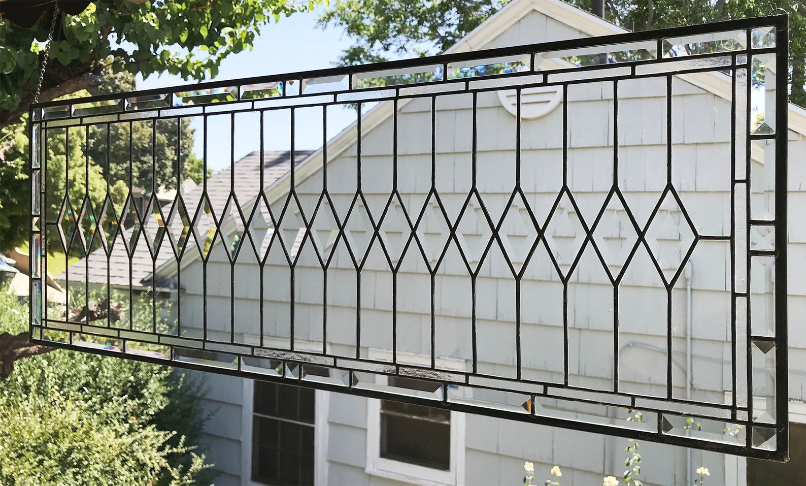 Stained Glass Window Panel Beveled Diamond Glass Panel - Etsy