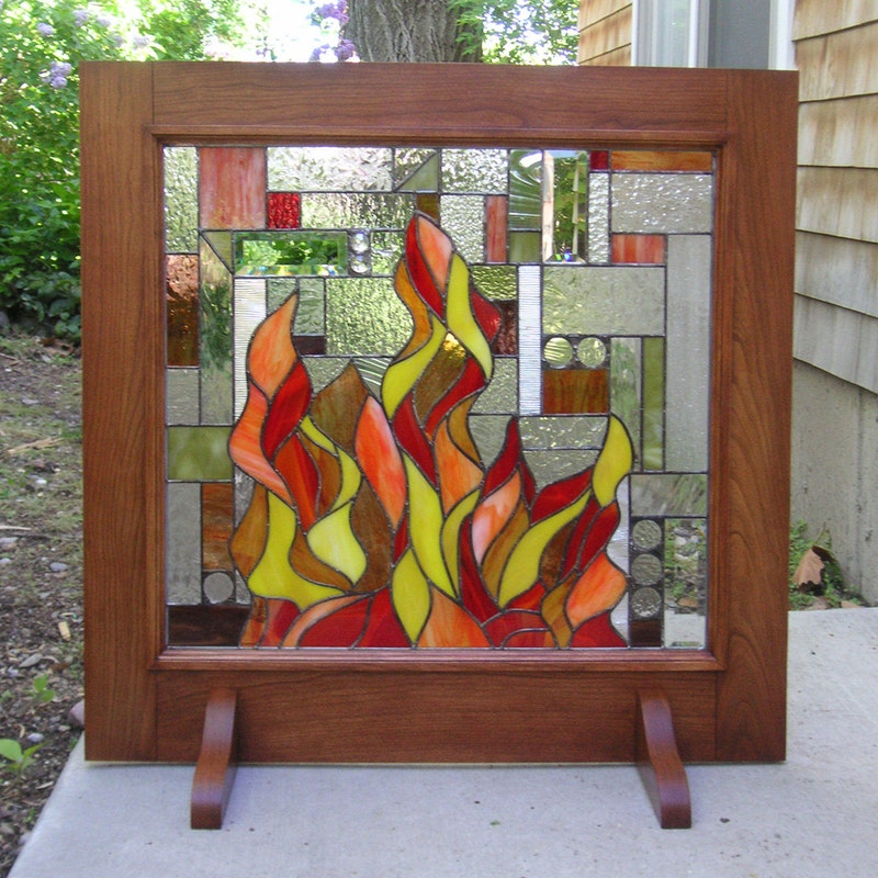 Stained Glass Fireplace Screen - Etsy