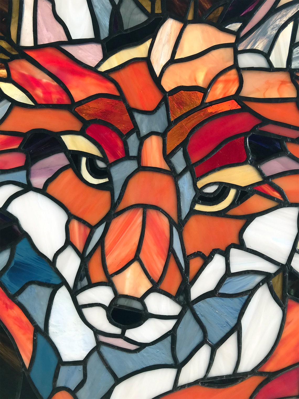 Stained Glass Panelfox Portrait 21 X 24 - Etsy