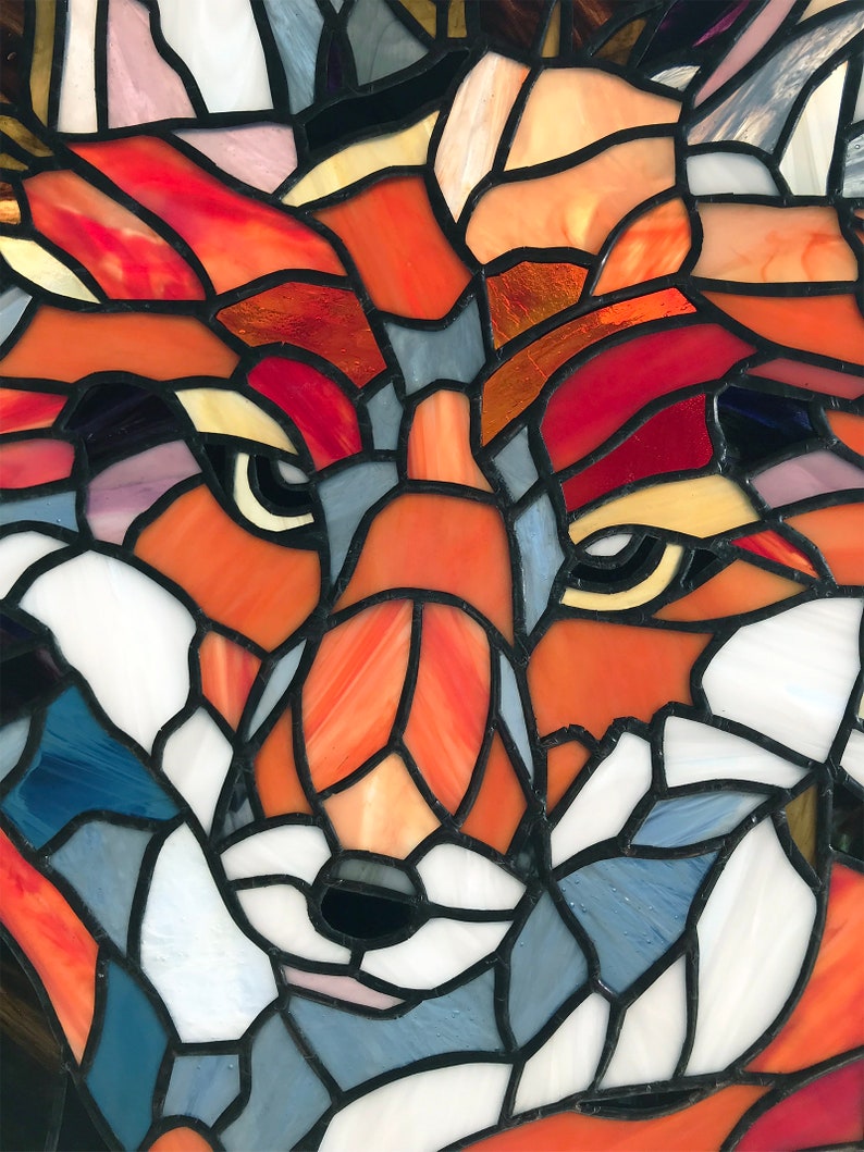 Stained Glass PanelFox Portrait 21 x 24 | Etsy