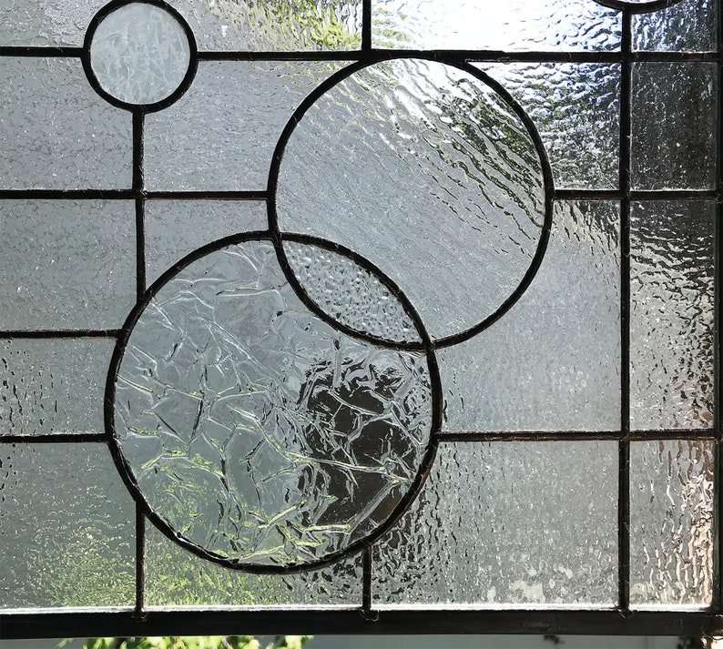 Stained Glass Window Panel Circles on a Grid Panel 9 | Etsy