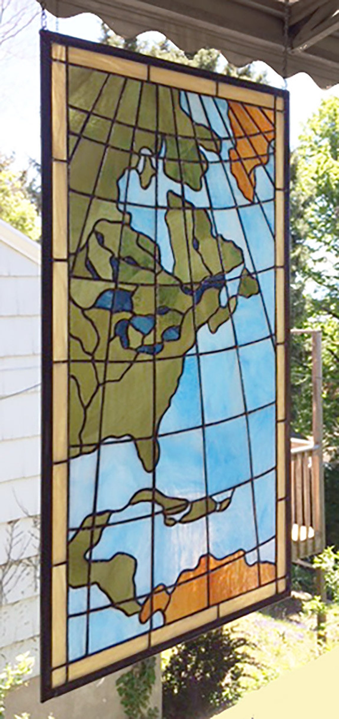 Stained Glass Window Panelantique Map of Eastern Seaboard | Etsy