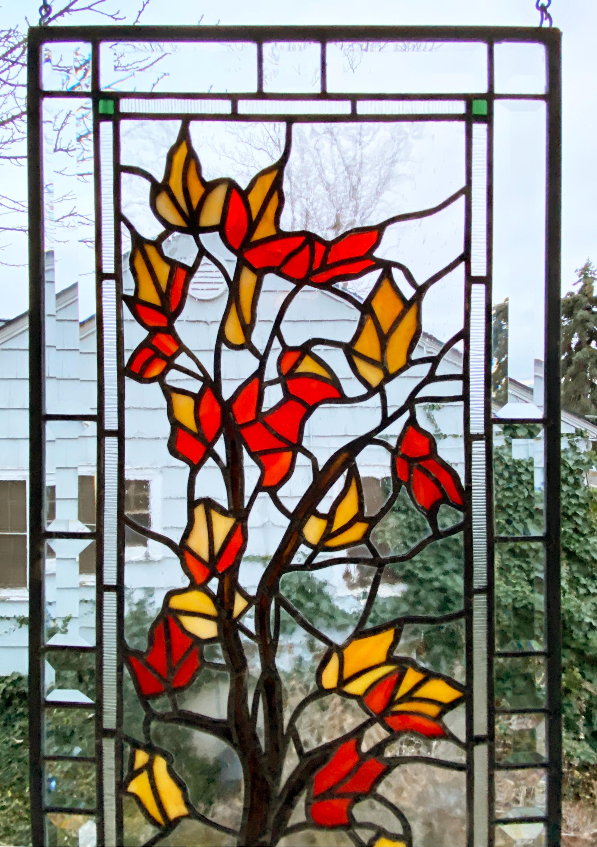 Maple Tree in Autumn--13" X 36" --stained Glass Window Panel - Etsy