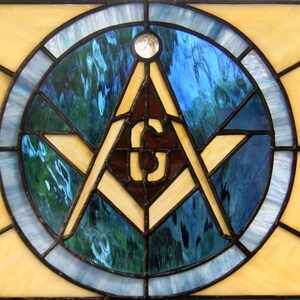 Stained Glass Window Panel--masonic Symbol- 11" X 19" - Etsy