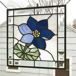 Stained Glass Window Panel--blue Lotus Flower 2 --13.5" X 13.5" - Etsy