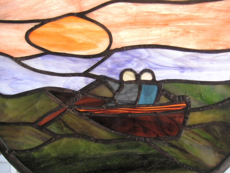 Stained Glass Window Panelrow Boat in Rough Seas 12 | Etsy