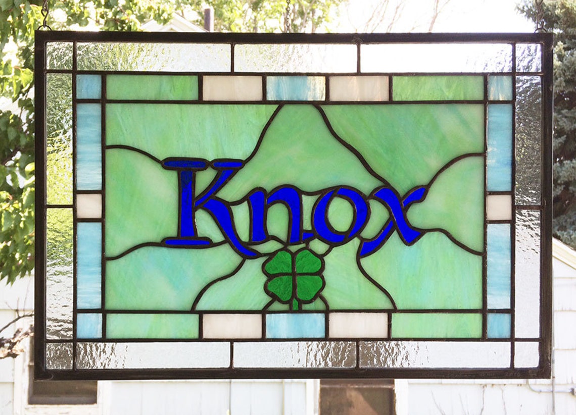 Stained Glass Window Panelfour Leaf Clover & Name 12 - Etsy