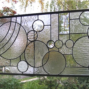 Stained Glass Window Panel-- Circle Study Geometric --12" X 28" - Etsy