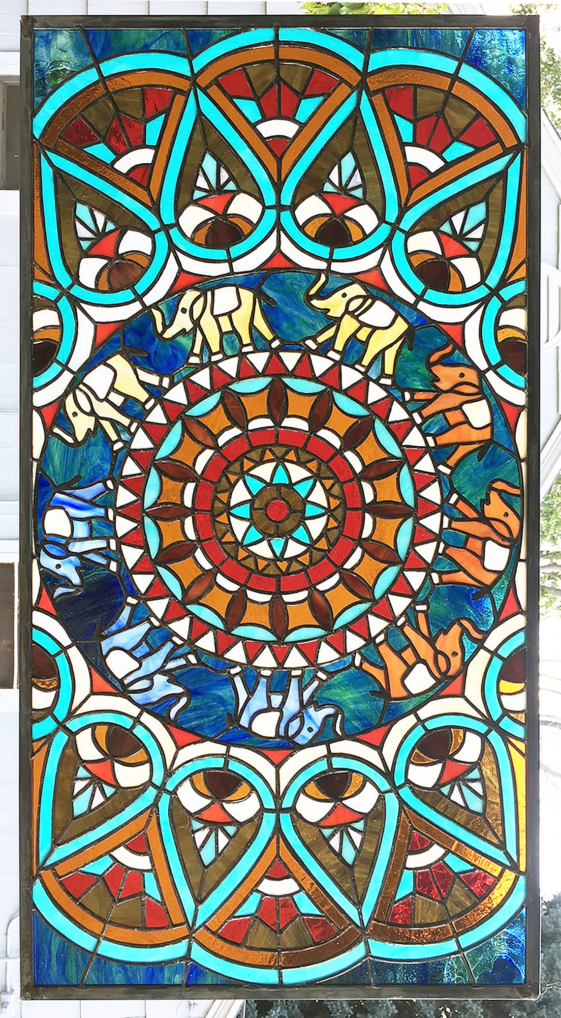 Stained Glass Window Panelmandala Geometric-18 X 34 - Etsy Australia