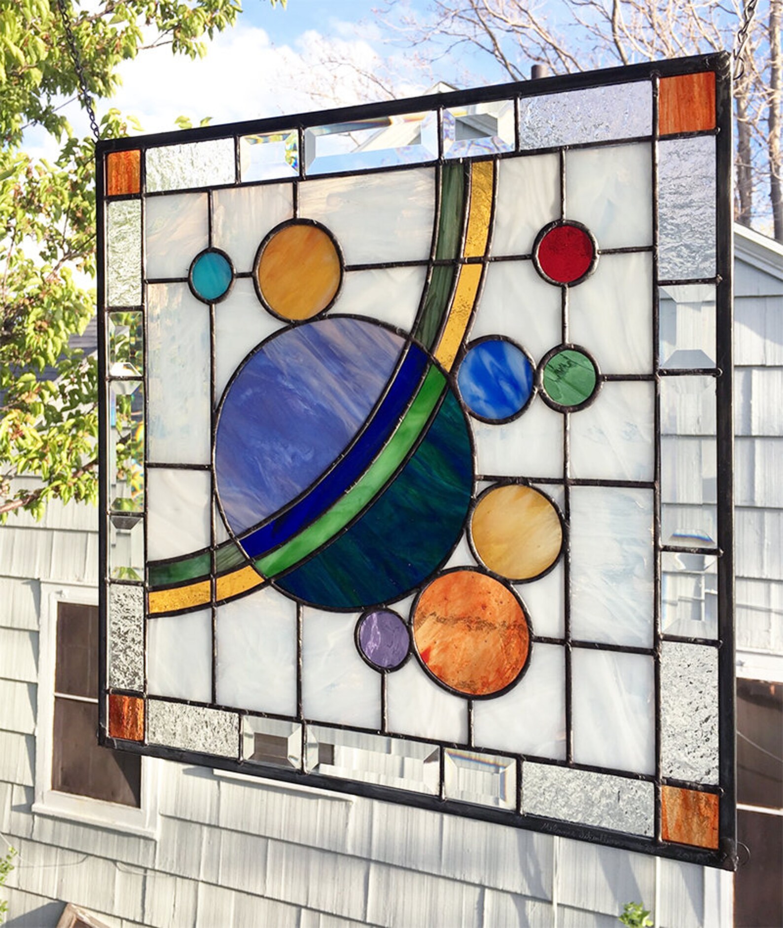 Galaxy #3 -stained Glass Window Panel--18" X 18" - Etsy