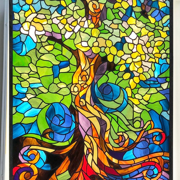 Stained Glass Tree Panel - Etsy