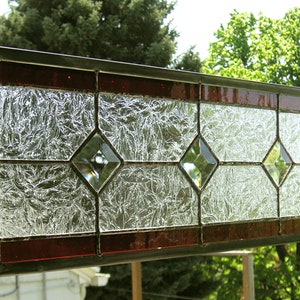 Stained Glass Window Panel--red and Clear Textured Transom With Bevels ...