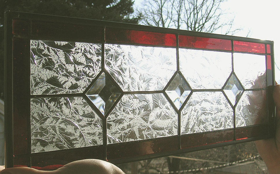 Stained Glass Window Panelred and Clear Textured - Etsy