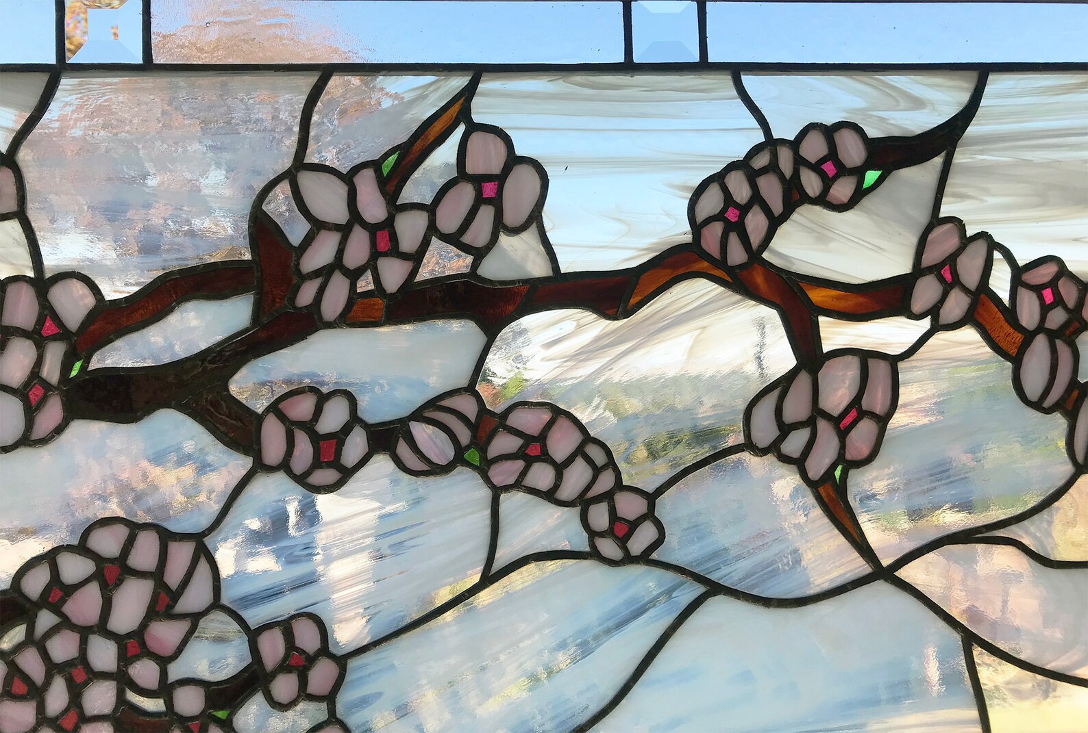 Stained Glass Panel Mount Fuji With Blossoms 28 Tall X - Etsy
