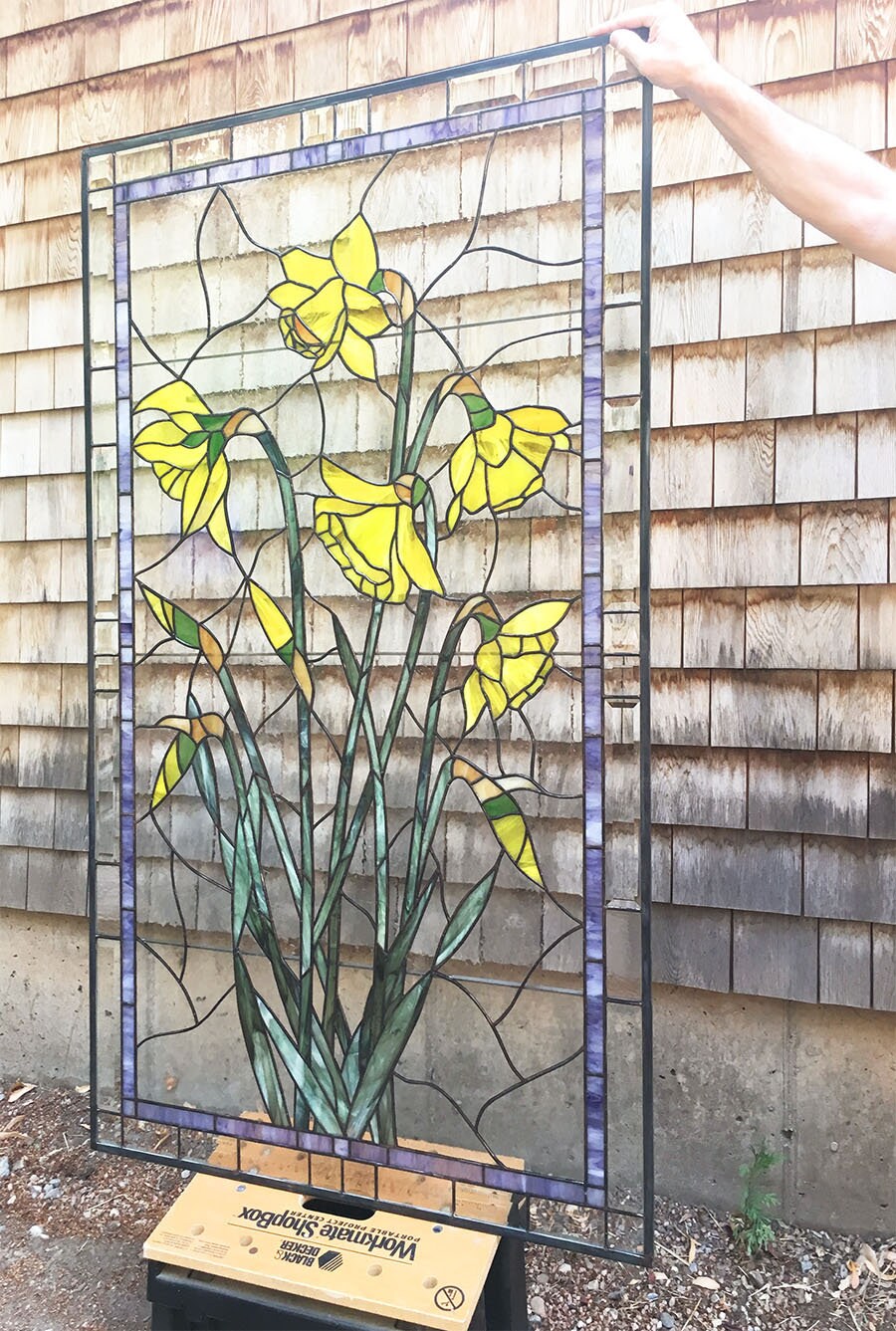 Stained Glass Window Daffodils Blooming 36 x | Etsy
