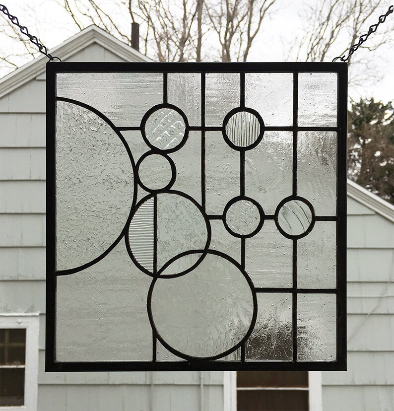 Stained Glass Window Panel Circles on a Grid Panel 3 - Etsy