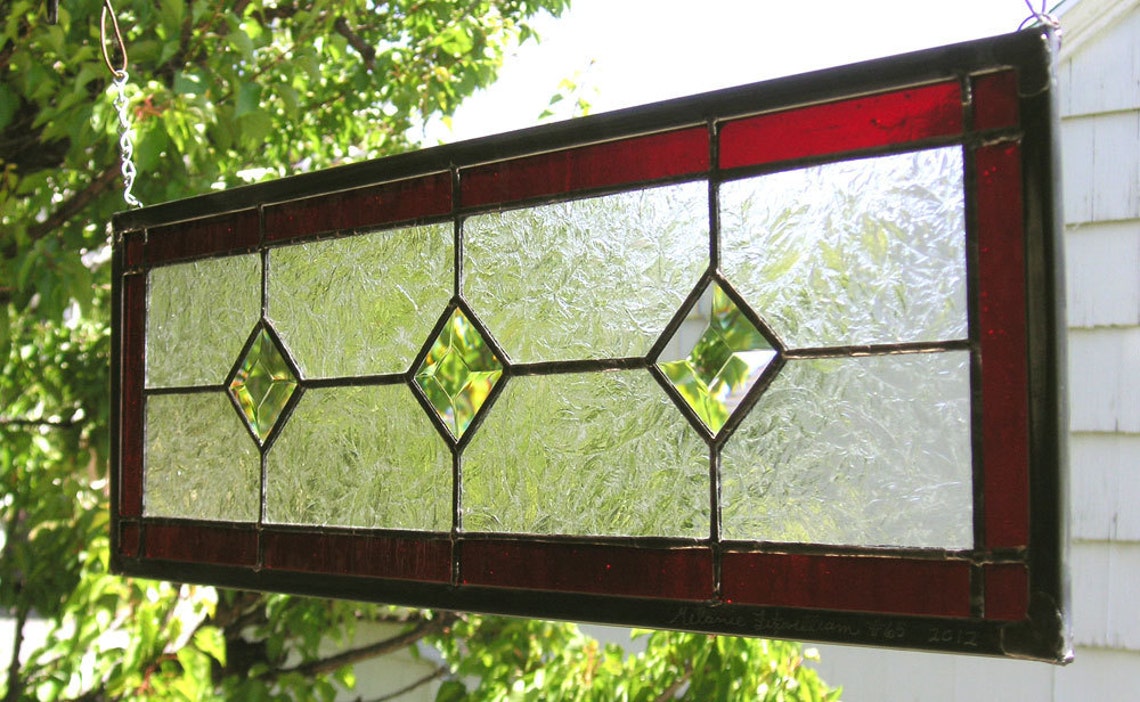 Stained Glass Window Panelred and Clear Textured - Etsy