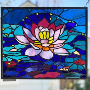 Lotus Flower Portrait - Stained Glass Window Panel - Etsy